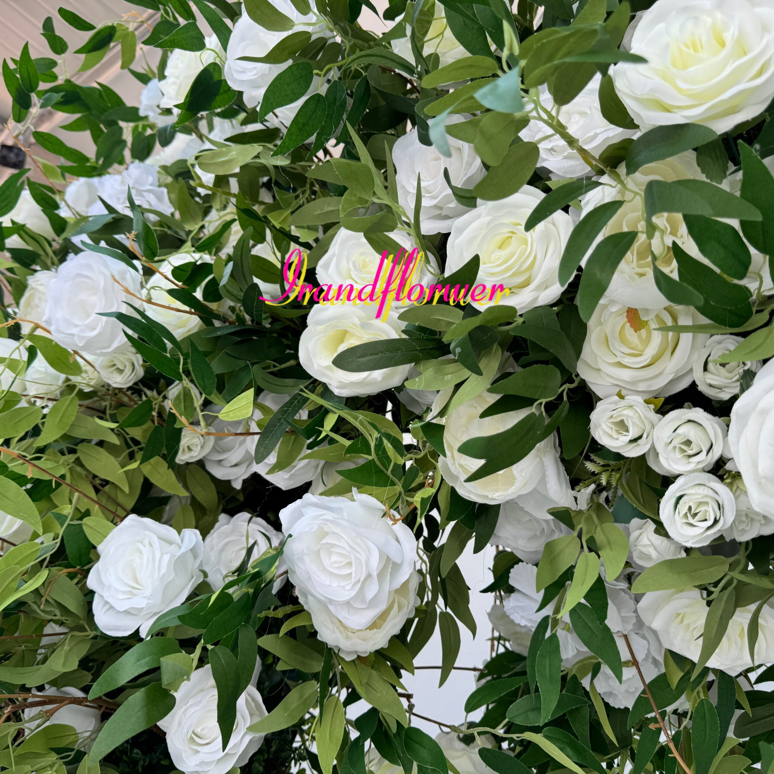 A001 8*8ft flower garden arch floral backdrop green and white flower ...