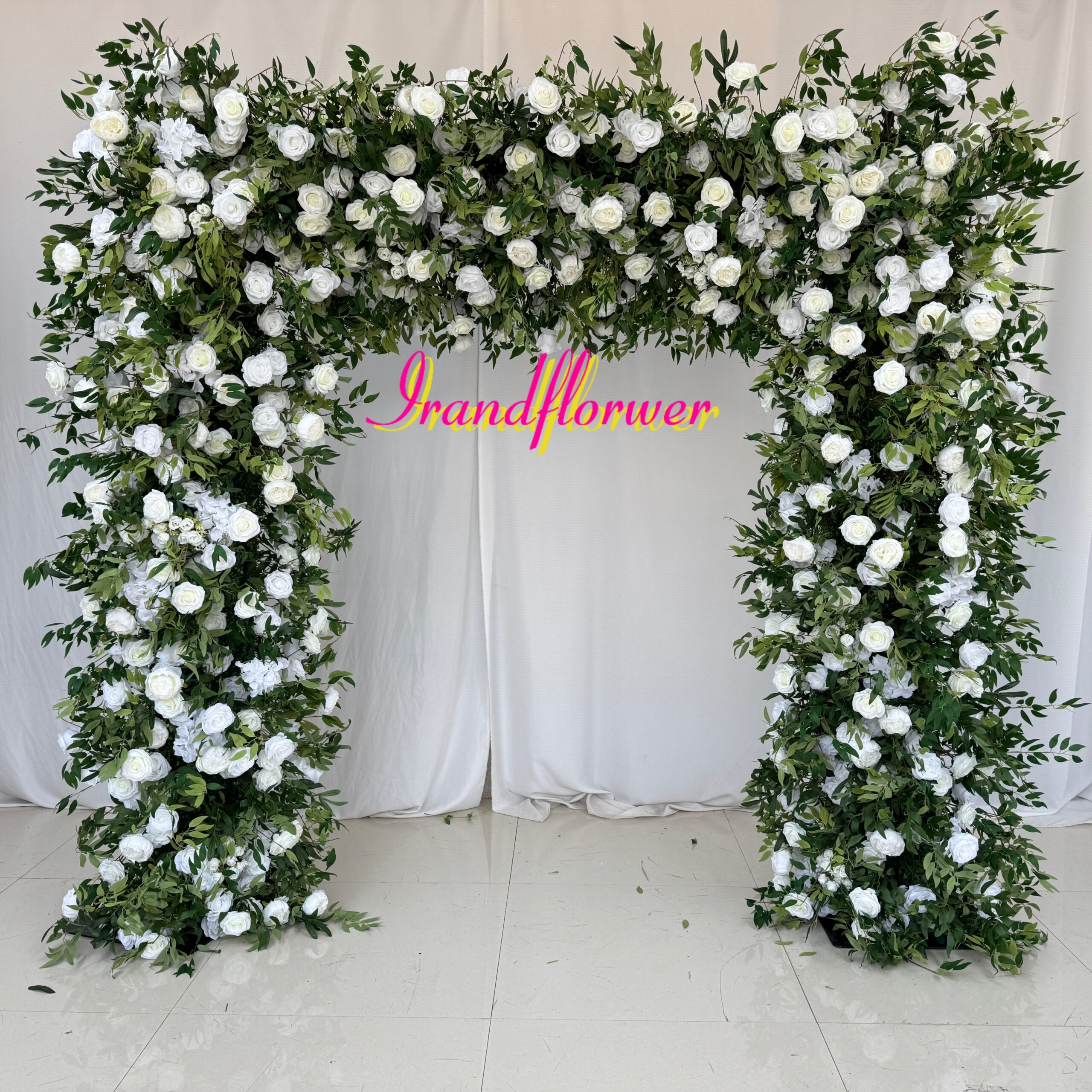 A001 8*8ft flower garden arch floral backdrop green and white flower ...