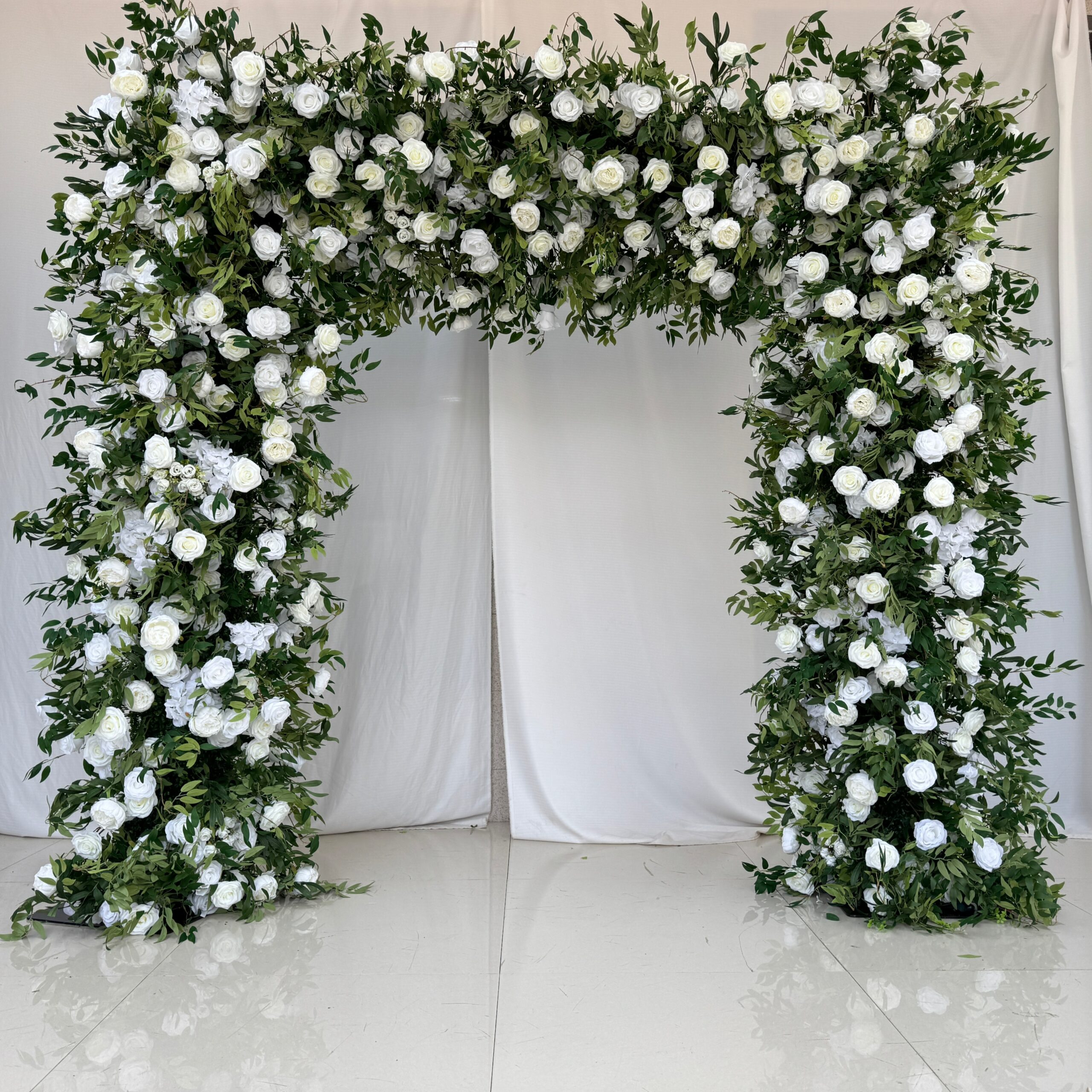 A001 8*8ft flower garden arch floral backdrop green and white flower ...