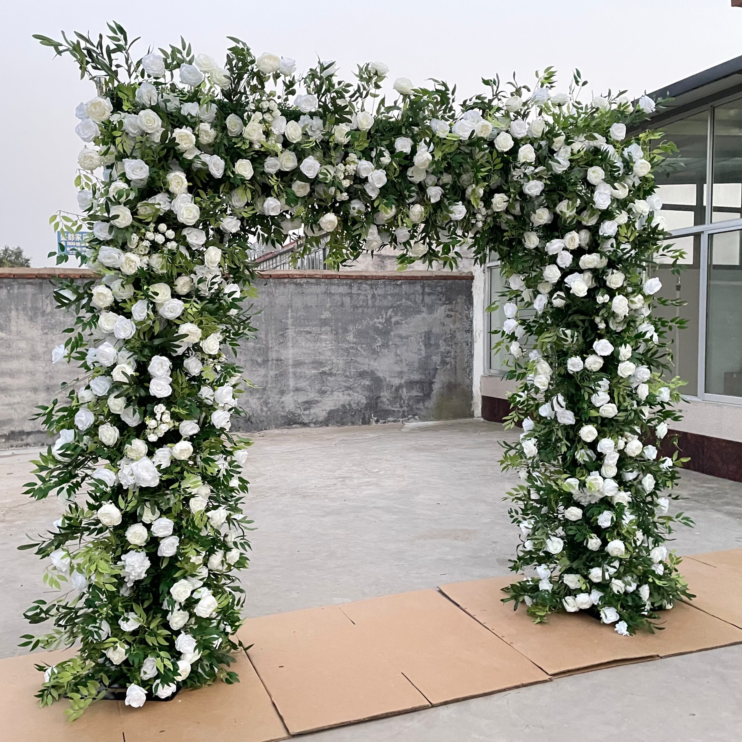 A006 2.4m*2.4m green and white garden flower arch for wedding floral ...